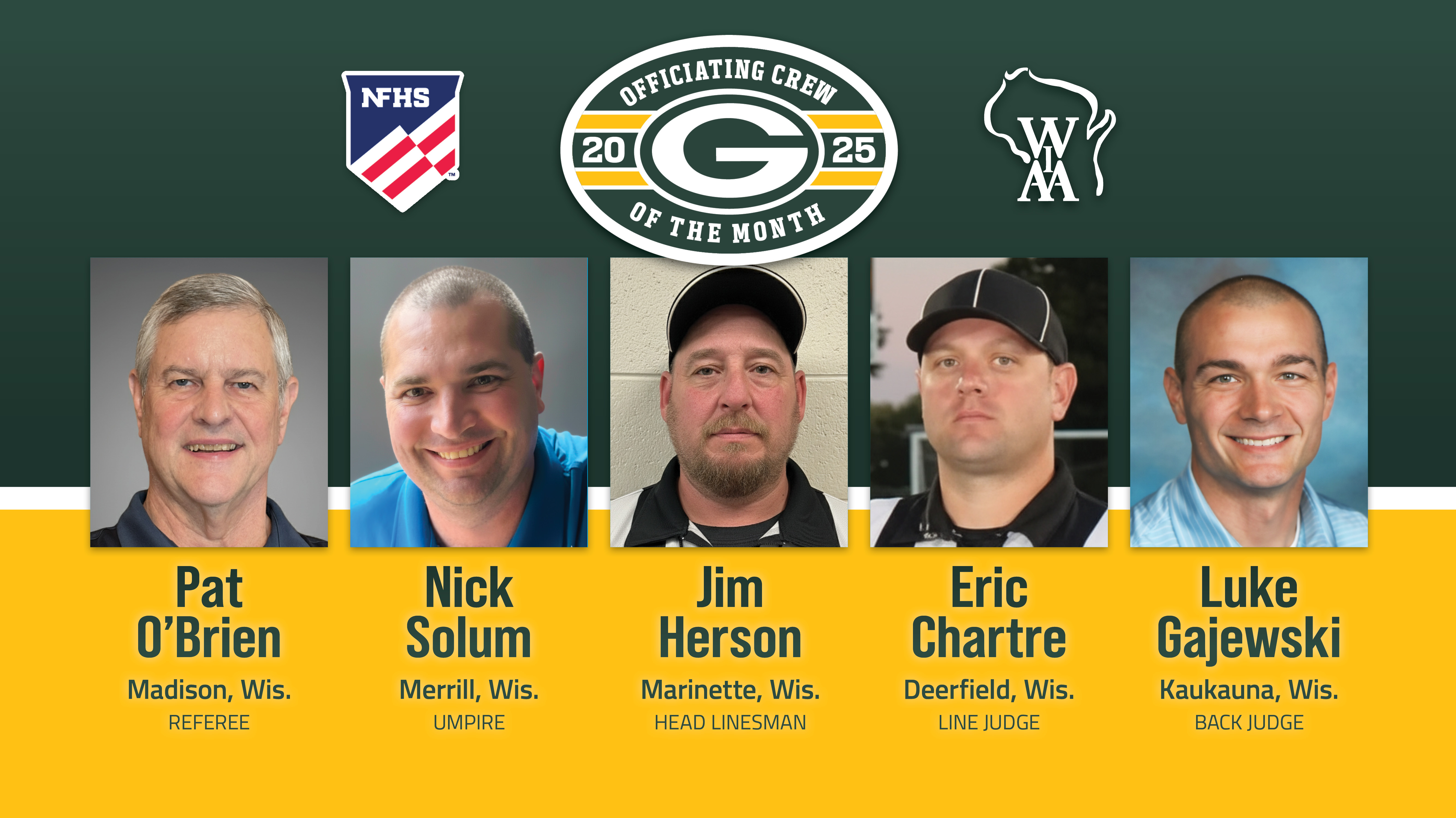 WIAA, Packers announce October high school football officiating 'Crew ...