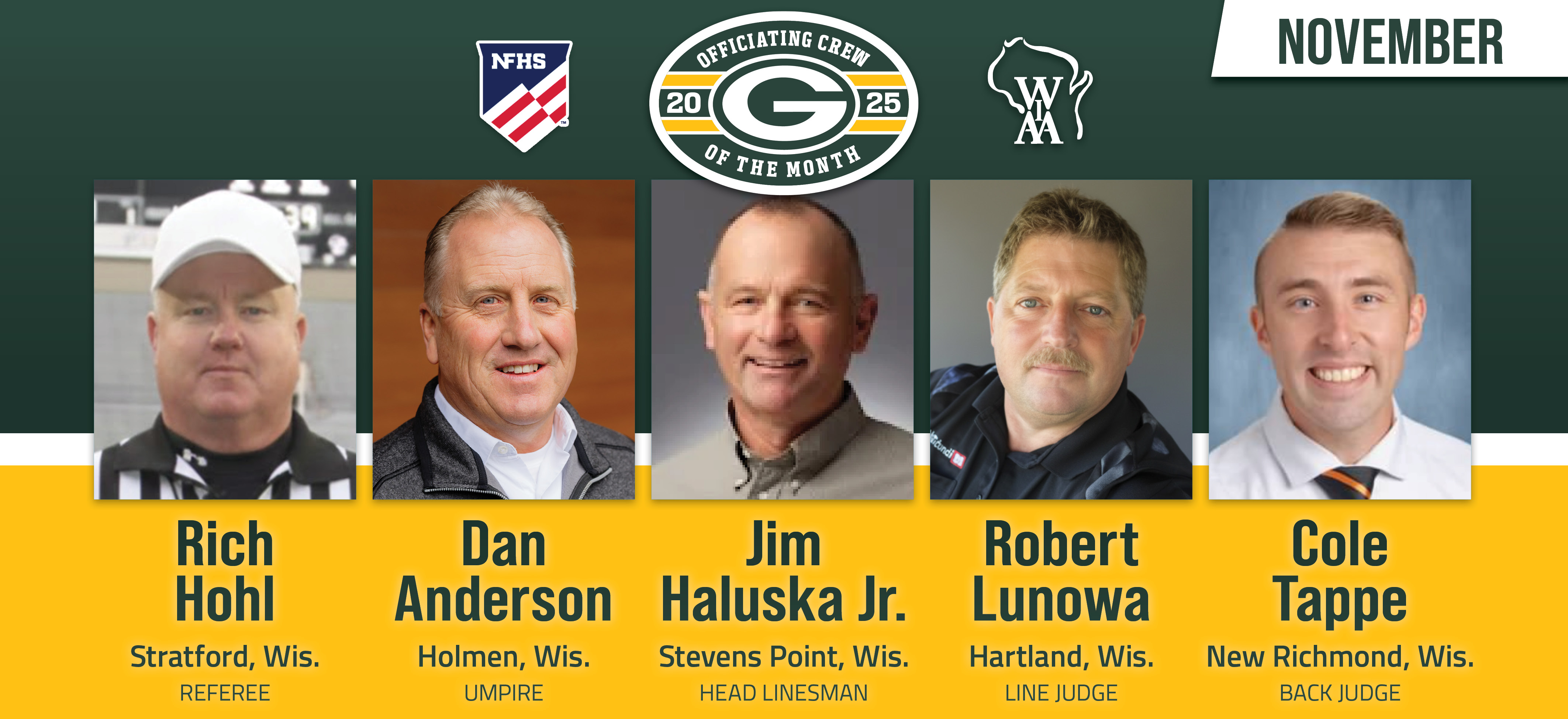 NFL & NFHS Officials of the Month
