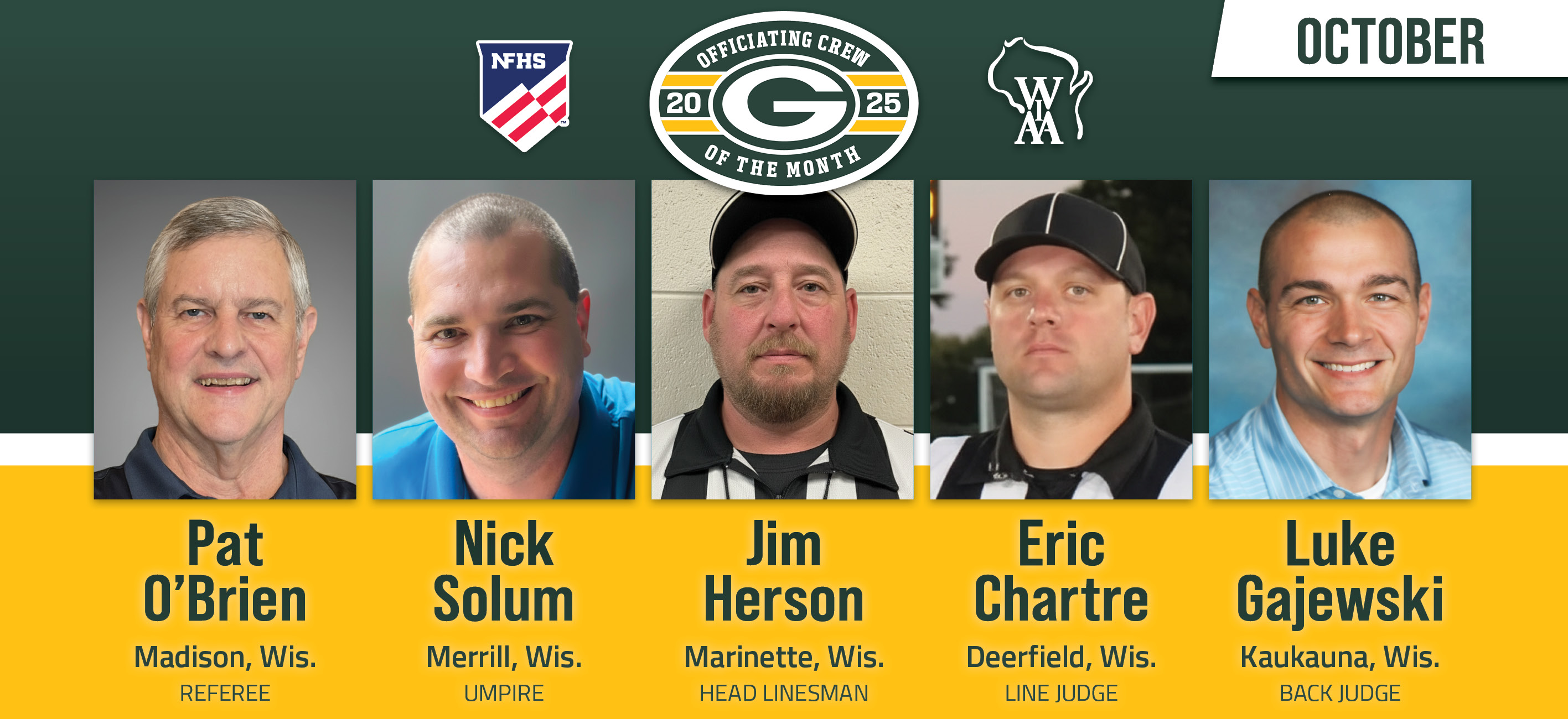 NFL & NFHS Officials of the Month