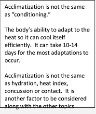 Fall Football Acclimatization